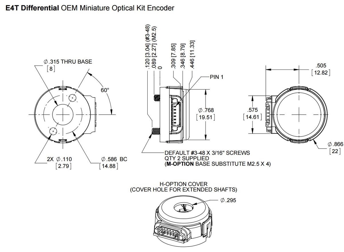 E4T Optical Encoder for NEMA 8, 11, 14, & 17 Stepper Motors