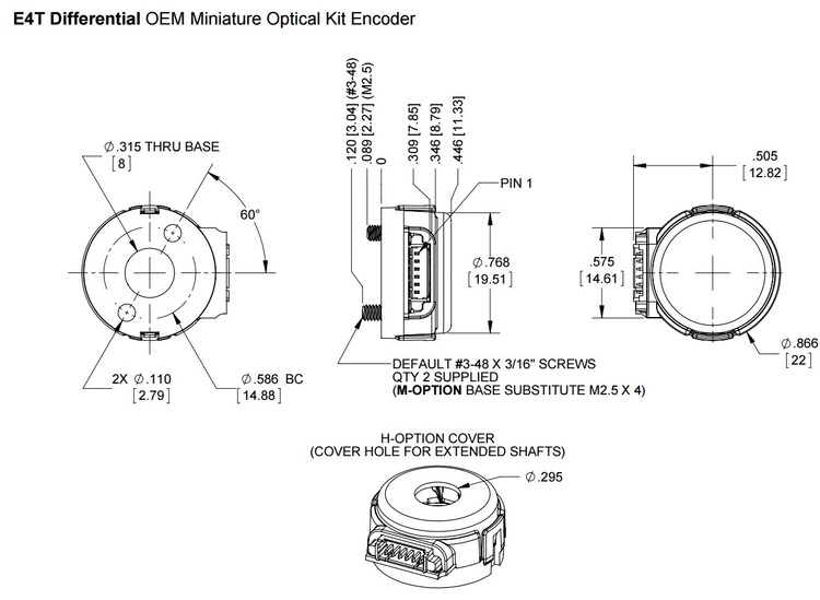 E4T Optical Encoder for NEMA 8, 11, 14, & 17 Stepper Motors