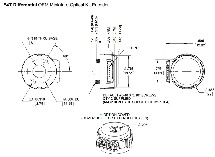 E4T Optical Encoder for NEMA 8, 11, 14, & 17 Stepper Motors
