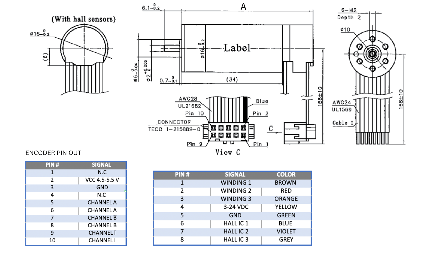 SLU16CH036-24-MC16-15B | Slotless BLDC Motor | Lin Engineering